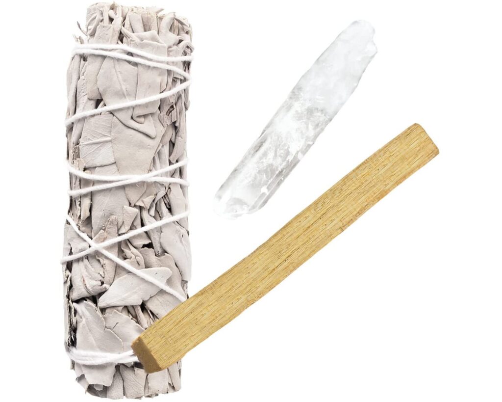 Smudge Meditation Set με Palo Santo, Φασκόμηλο και Σεληνίτη